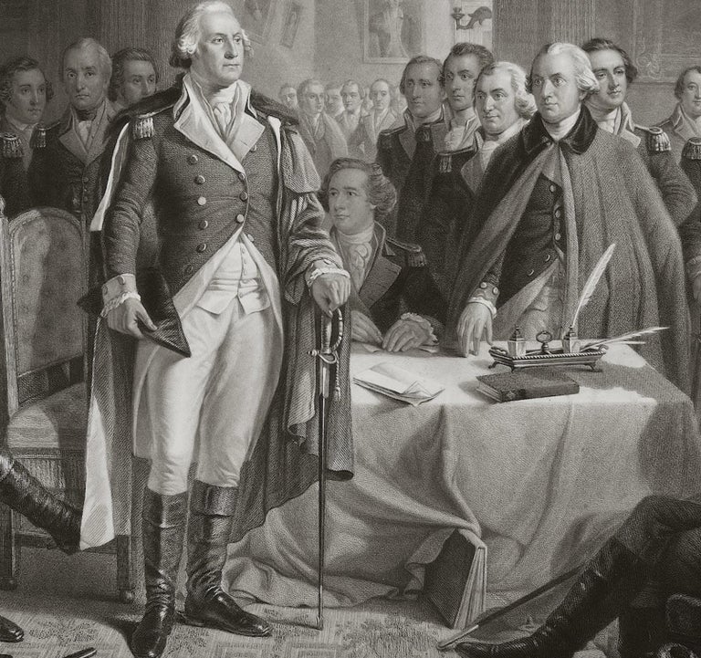 "Washington and His Generals" Antique Engraving by A.H. Ritchie, circa ...