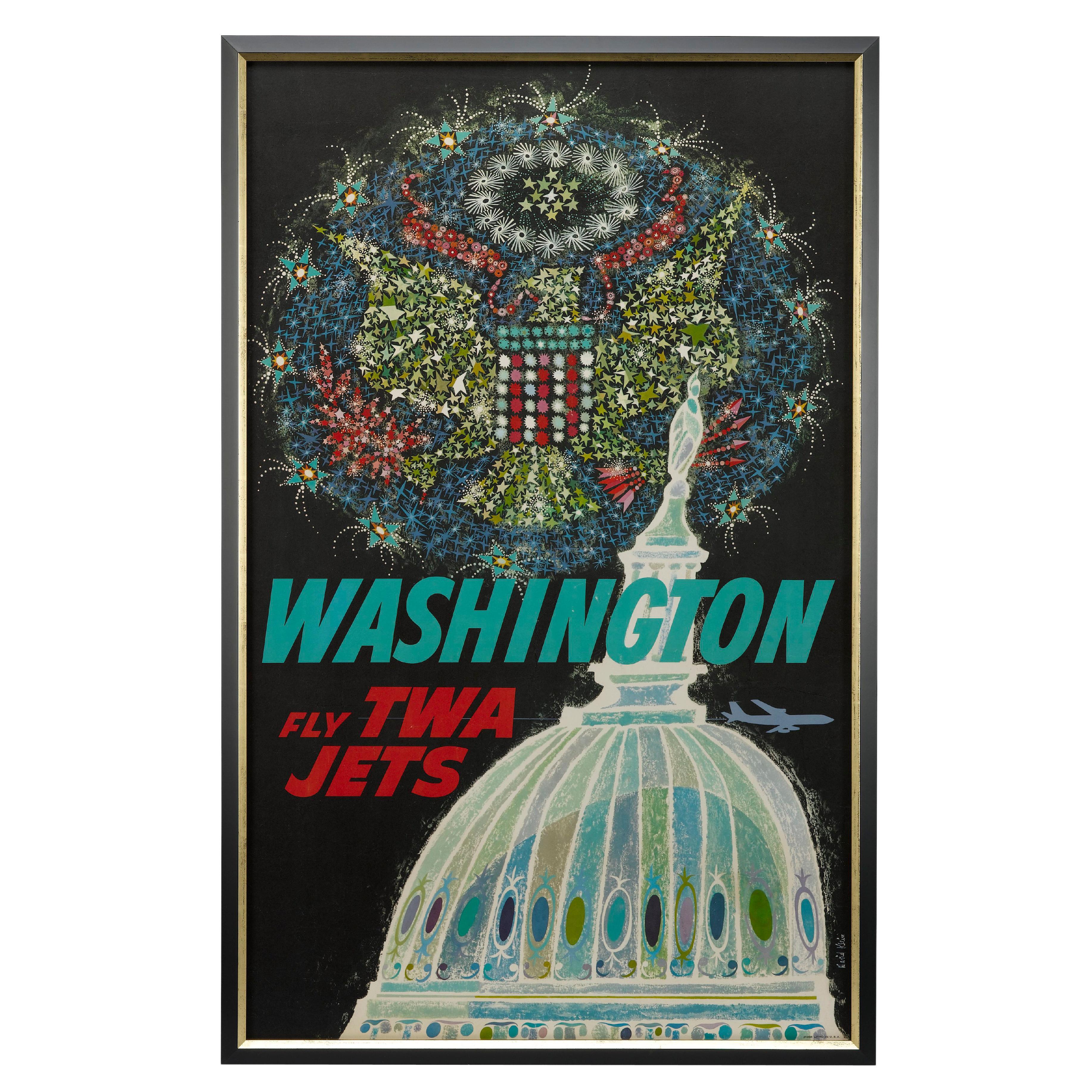 TWA Airlines Poster by David Klein at 1stDibs