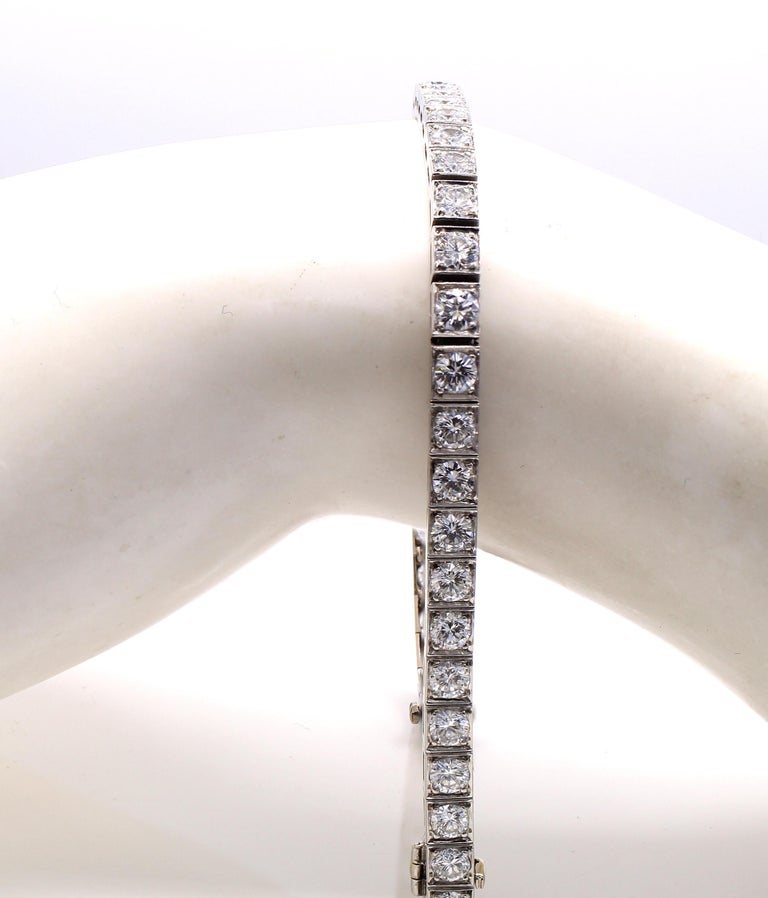 Waslikow and Sons 1950s Diamond Platinum Line Bracelet For Sale at 1stDibs