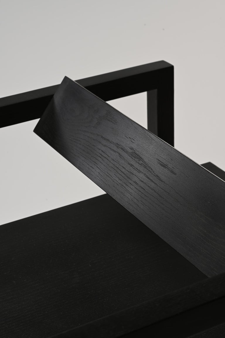 Wassily-Inspired Black Wood Box Chair w/ Swiveling Backrest by N. Bijan ...