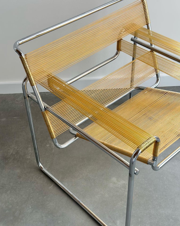 Wassily-style spaghetti cord armchair For Sale at 1stDibs