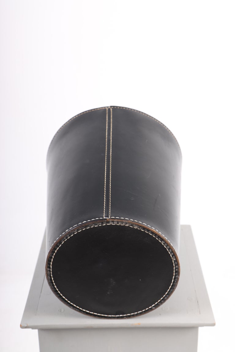 Waste Bin in Patinated Leather, Illums Bolighus, 1950s, Dainsh ...