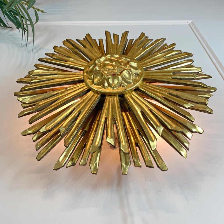 Water Gilded Chapel Sunburst Flush Light For Sale at 1stDibs