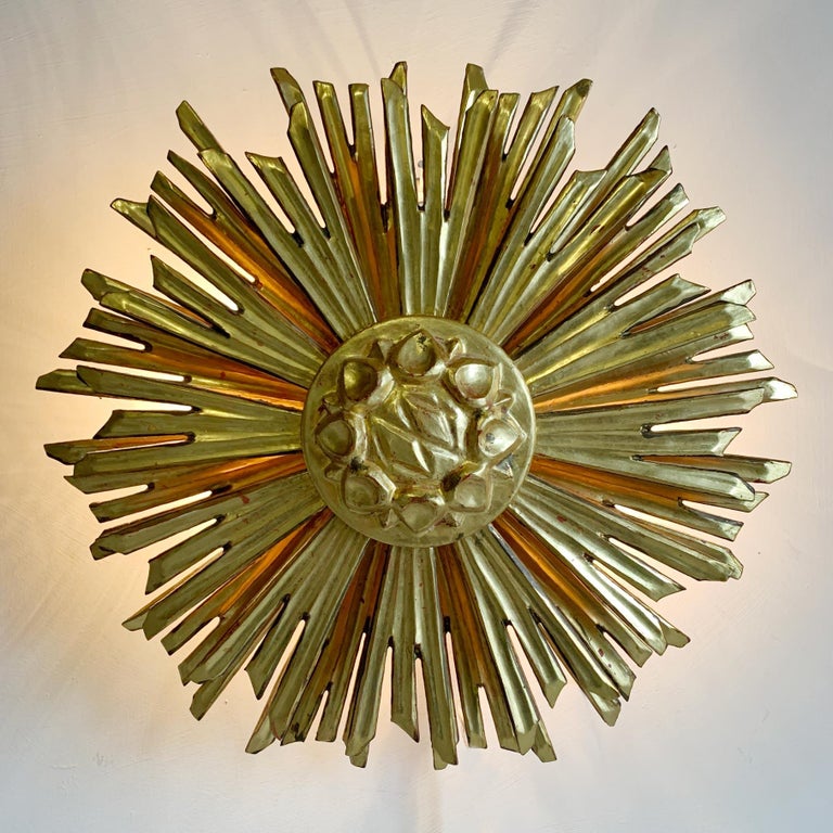 Water Gilded Chapel Sunburst Flush Light For Sale at 1stDibs