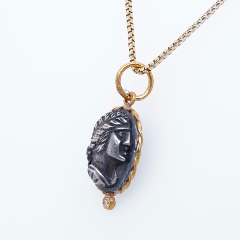 Water Nymph, Charm Pendant Necklace Amulet with Diamond, 24kt Gold and ...
