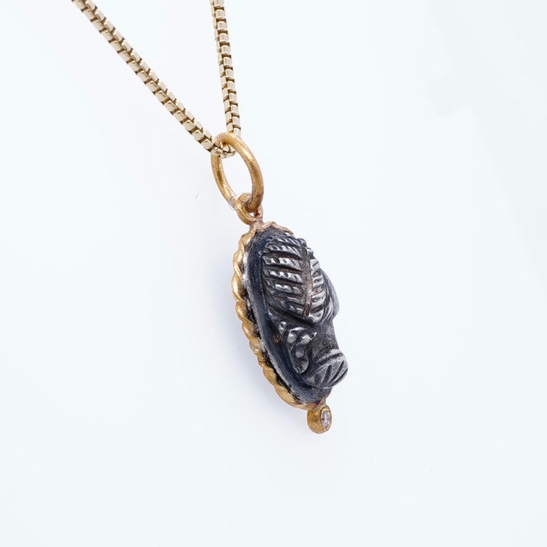 Water Nymph, Charm Pendant Necklace Amulet with Diamond, 24kt Gold and ...