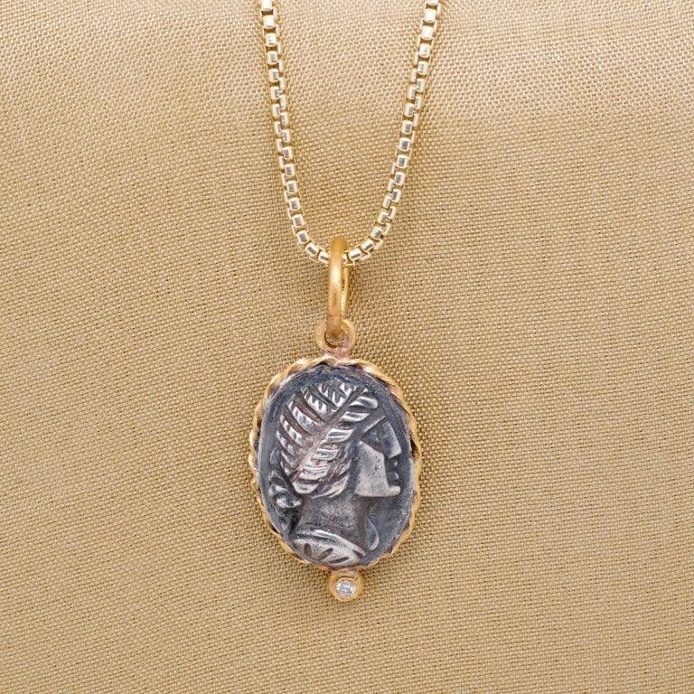 Water Nymph, Charm Pendant Necklace Amulet with Diamond, 24kt Gold and ...