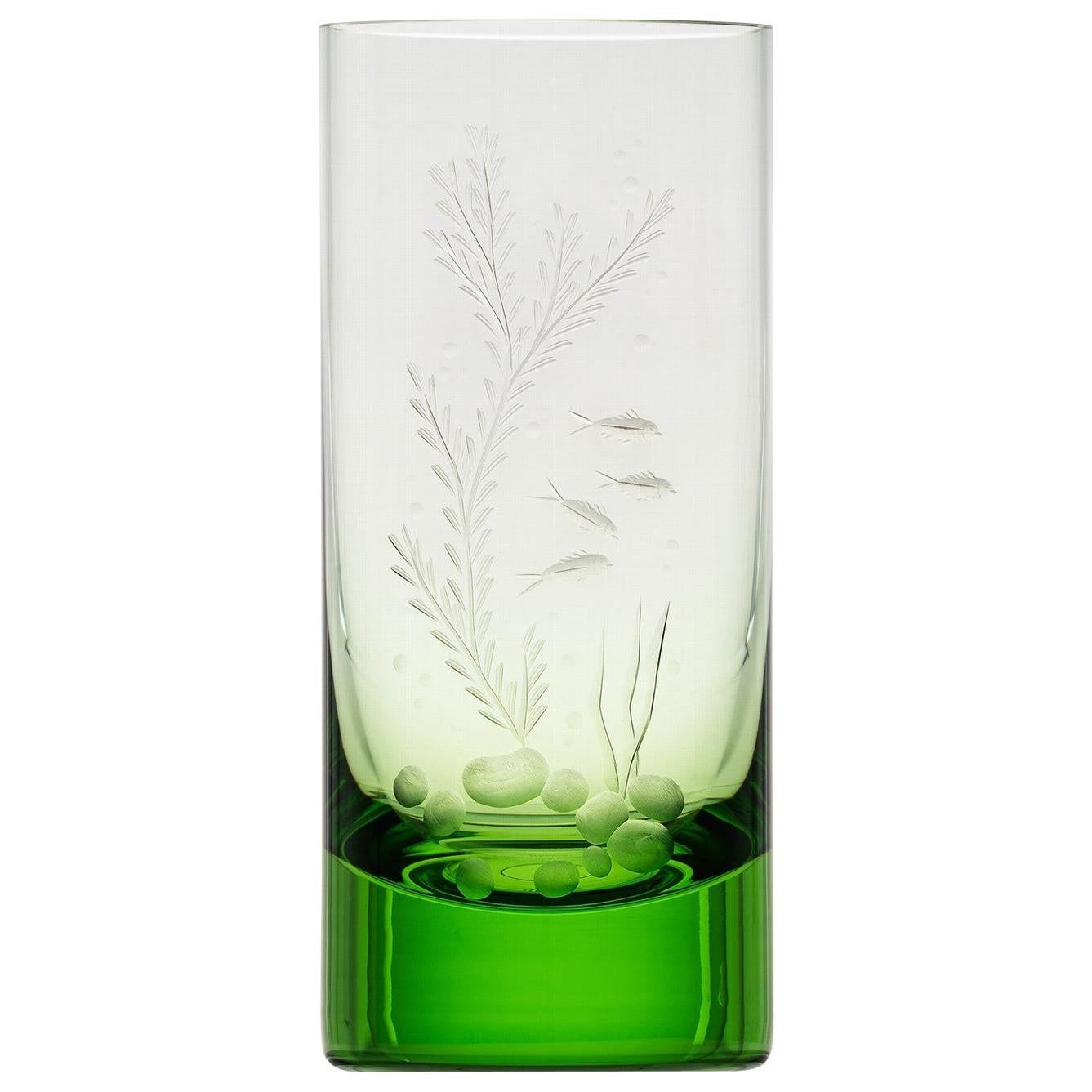 Water Tumbler Hand Engraved Water Life Motif #1 Aquamarine, 13.52 oz ...