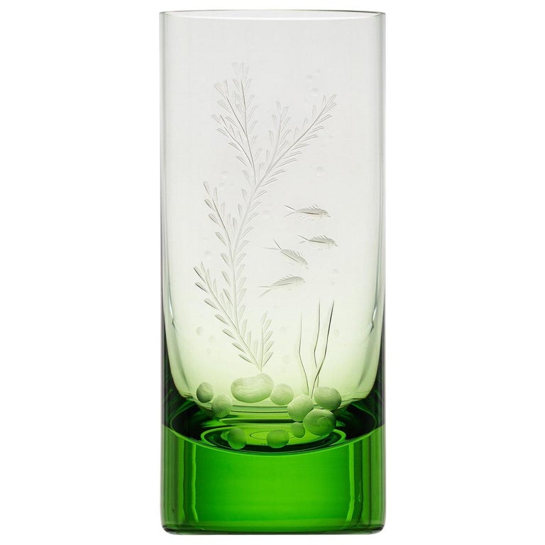Water Tumbler Hand Engraved Water Life Motif #3 Ocean Green, 13.52 oz ...