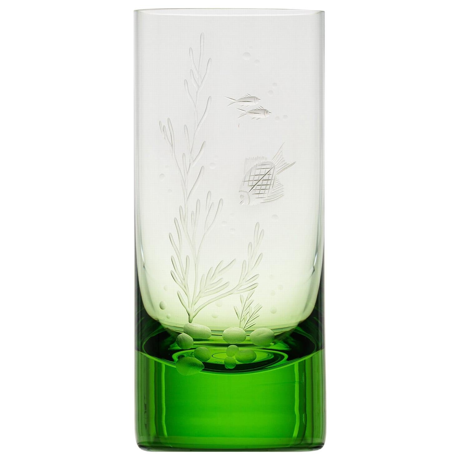 Water Tumbler Hand Engraved Water Life Motif #2 Ocean Green, 13.52 Oz ...