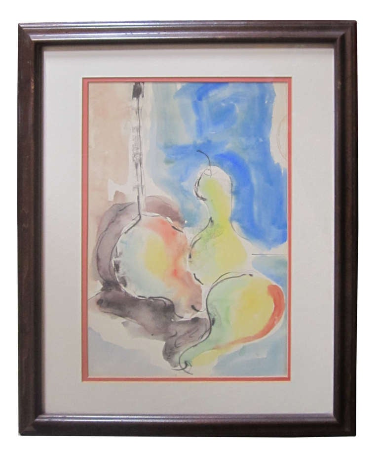 Watercolor Abstract Expressionist Still Lifes, A Pair For Sale at 1stDibs