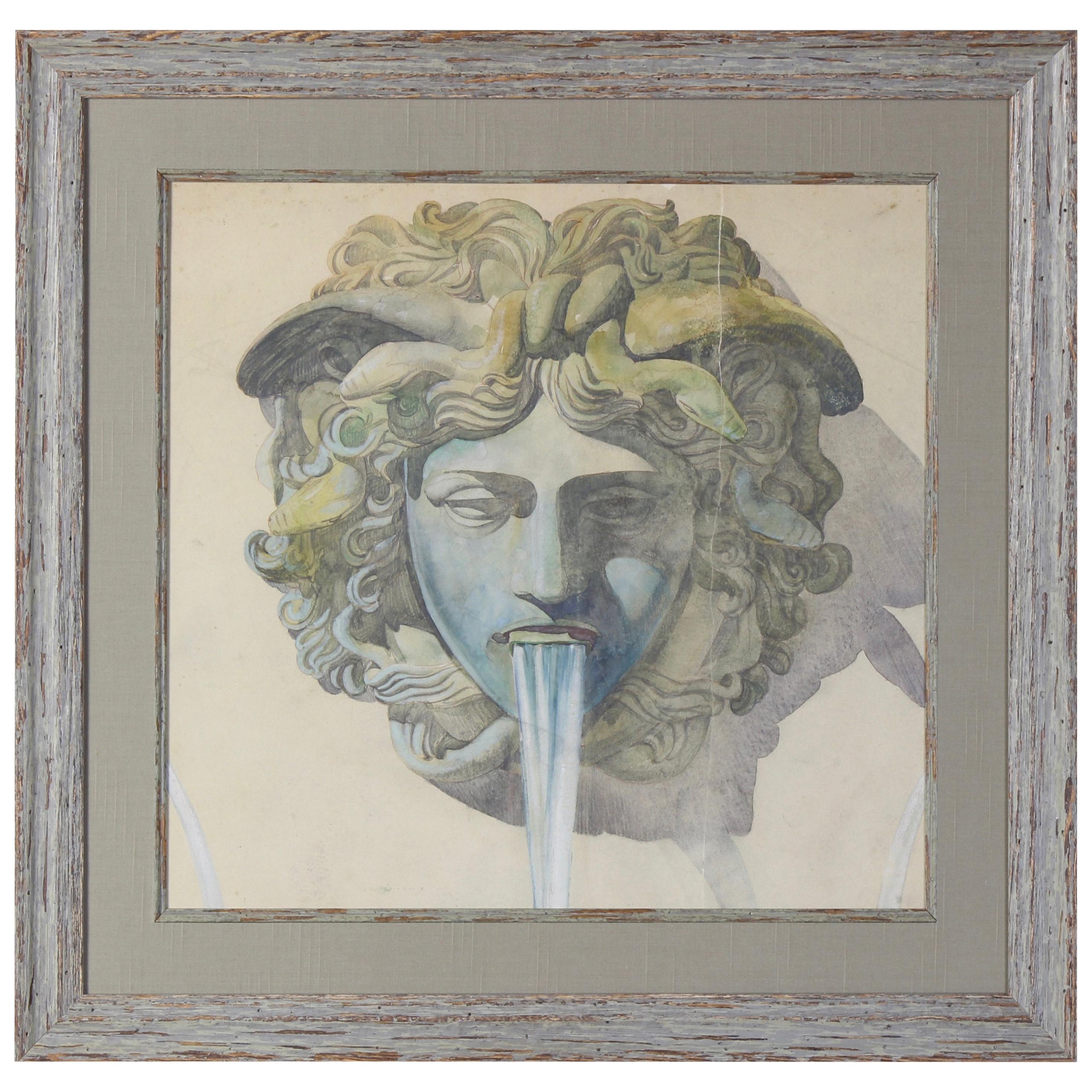 Watercolor of a Roman Fountain at 1stDibs