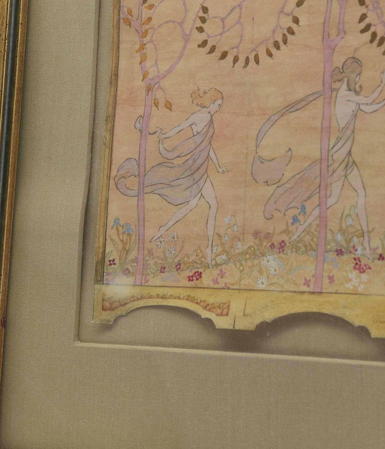 Watercolour Drawing by Kenneth Stevens MacIntire of a Three Fold Screen ...