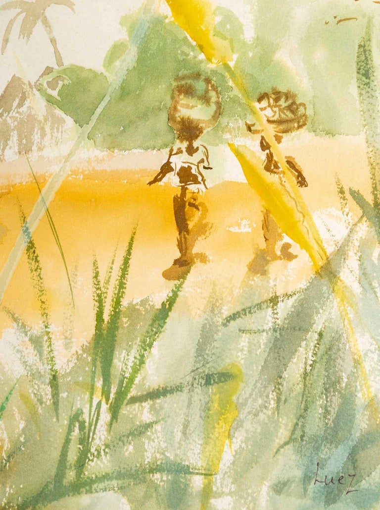 Watercolour on Luez paper, African Landscape For Sale at 1stDibs