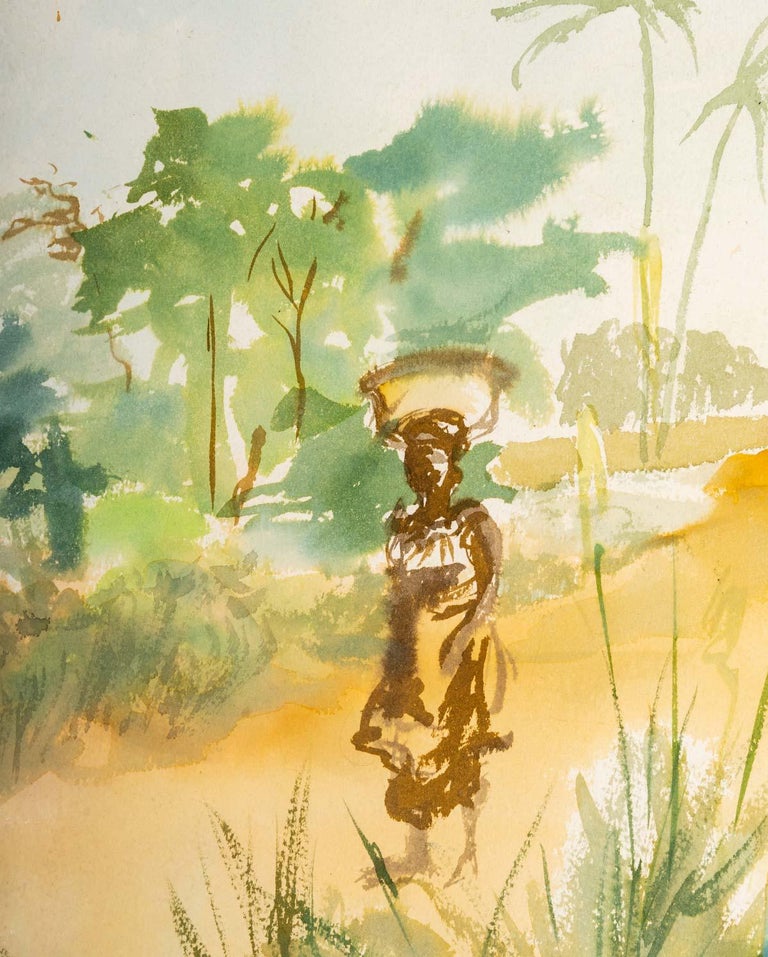 Watercolour on Luez paper, African Landscape For Sale at 1stDibs