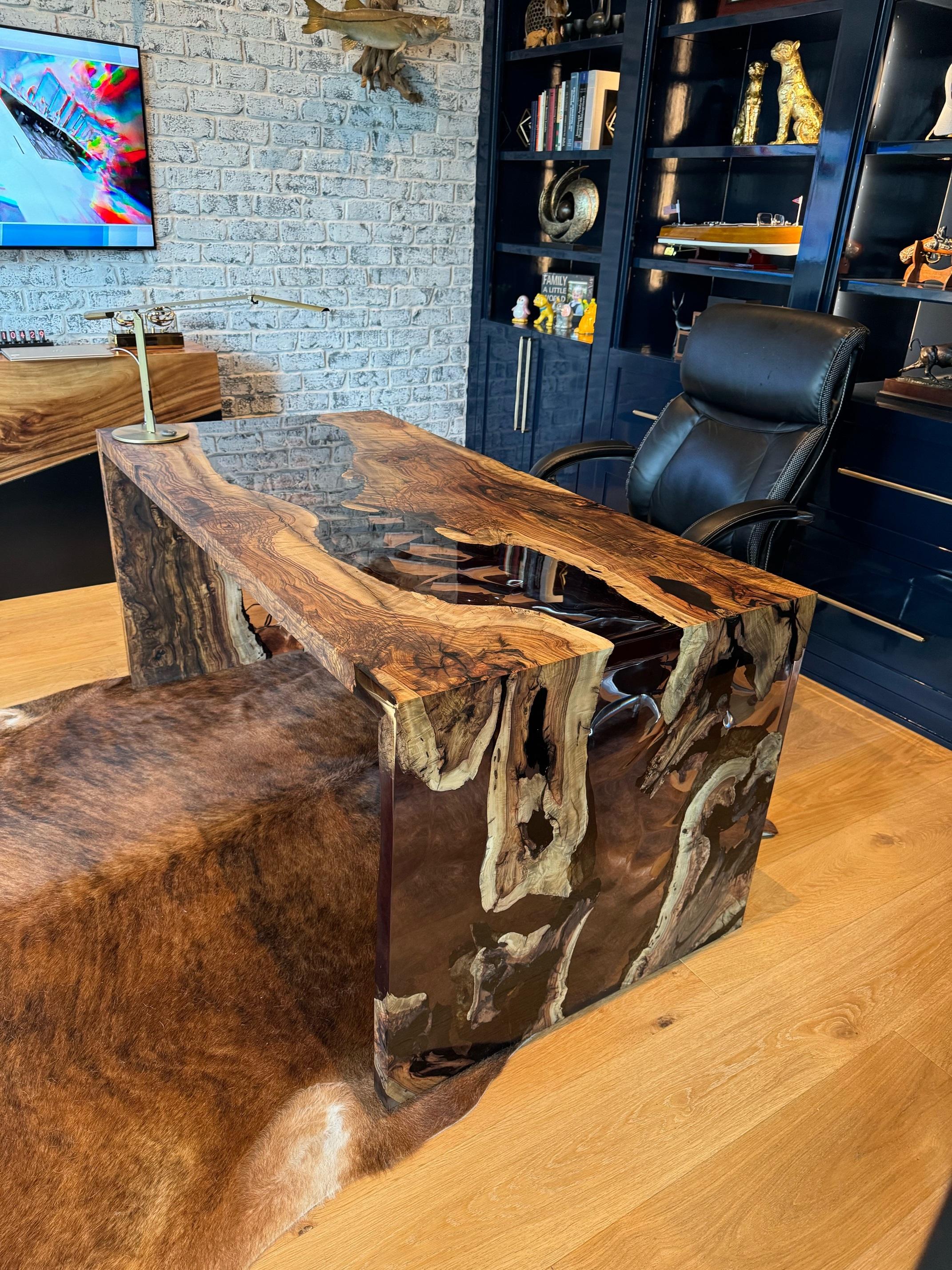 Waterfall Epoxy Resin Dining Table - Custom Epoxy Desk - Office ...