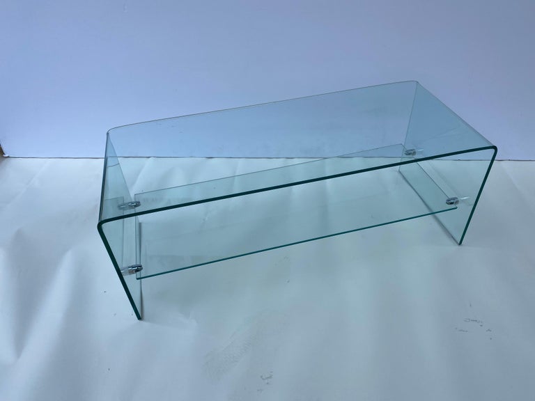 Waterfall Glass 2 Tier Coffee Table at 1stDibs