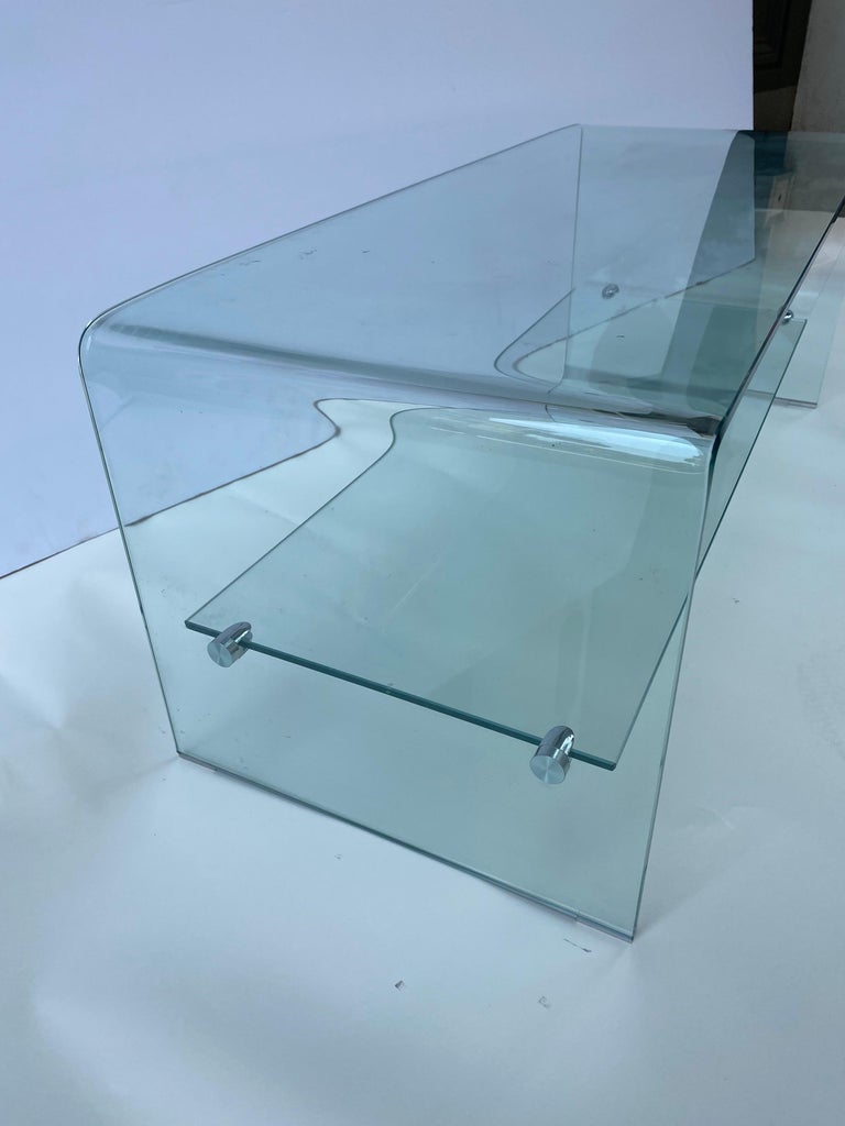 Waterfall Glass 2 Tier Coffee Table at 1stDibs