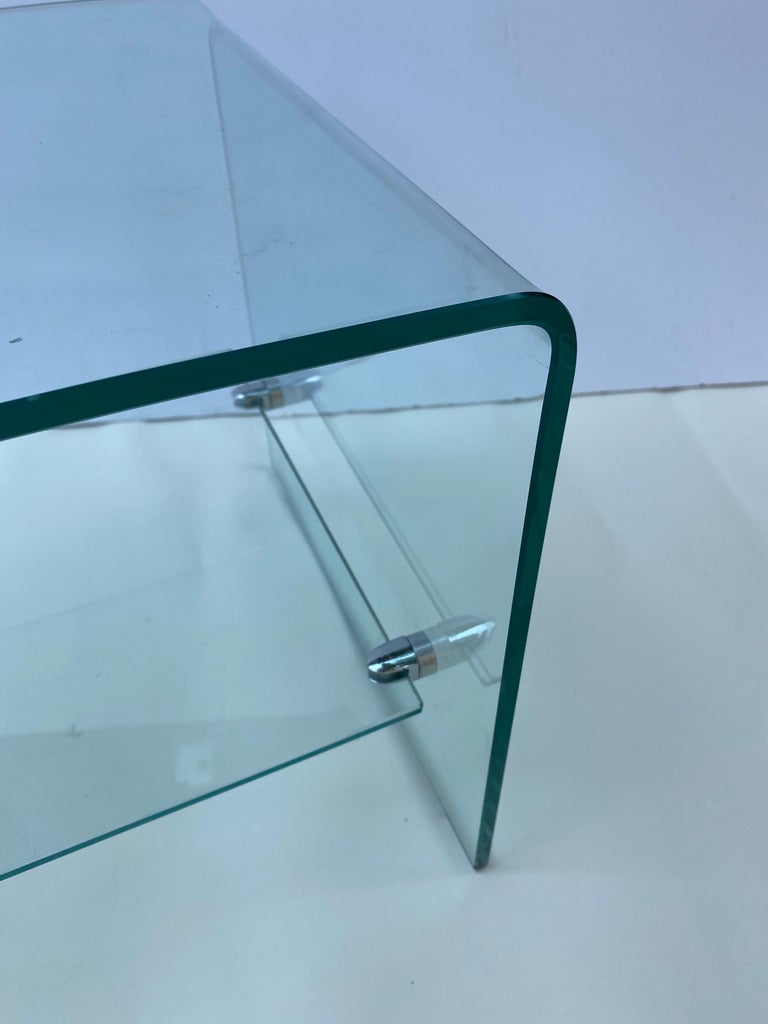 Waterfall Glass 2 Tier Coffee Table at 1stDibs