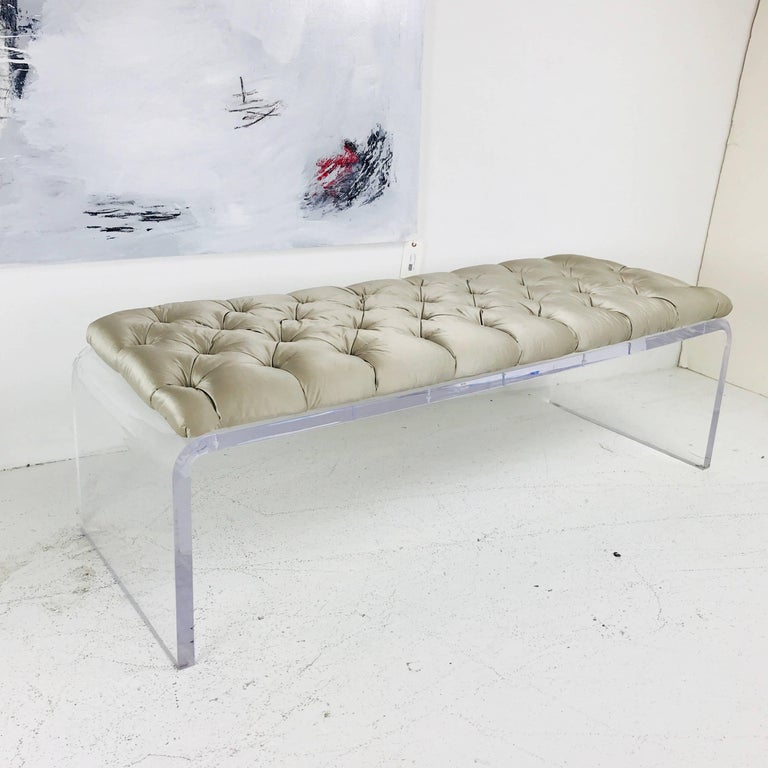 Waterfall Lucite Tufted Bench at 1stDibs