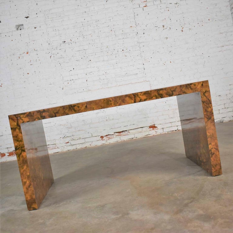 Waterfall Parsons Table Desk Faux Tortoise Shell Laminate Style Karl ...