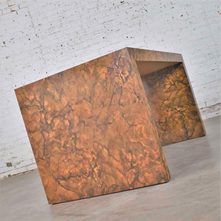 Waterfall Parsons Table Desk Faux Tortoise Shell Laminate Style Karl ...