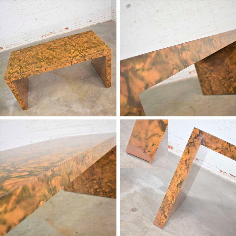 Waterfall Parsons Table Desk Faux Tortoise Shell Laminate Style Karl ...