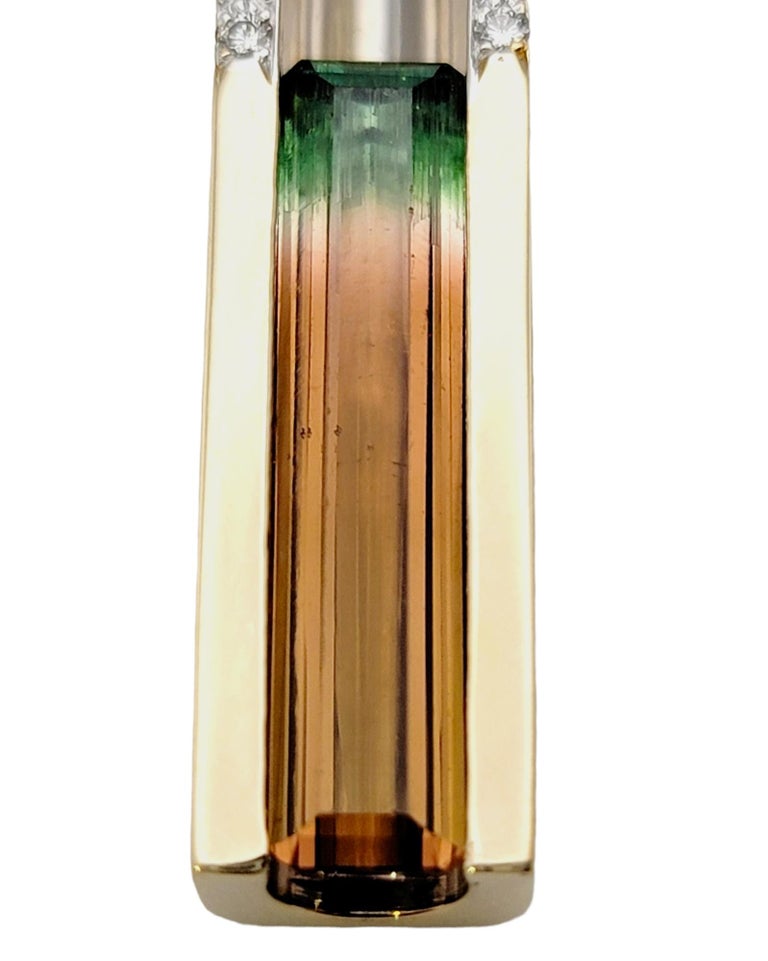 Watermelon Tourmaline and Diamond Linear Drop Pendant Necklace in 14 ...