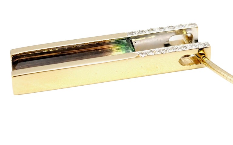 Watermelon Tourmaline and Diamond Linear Drop Pendant Necklace in 14 ...
