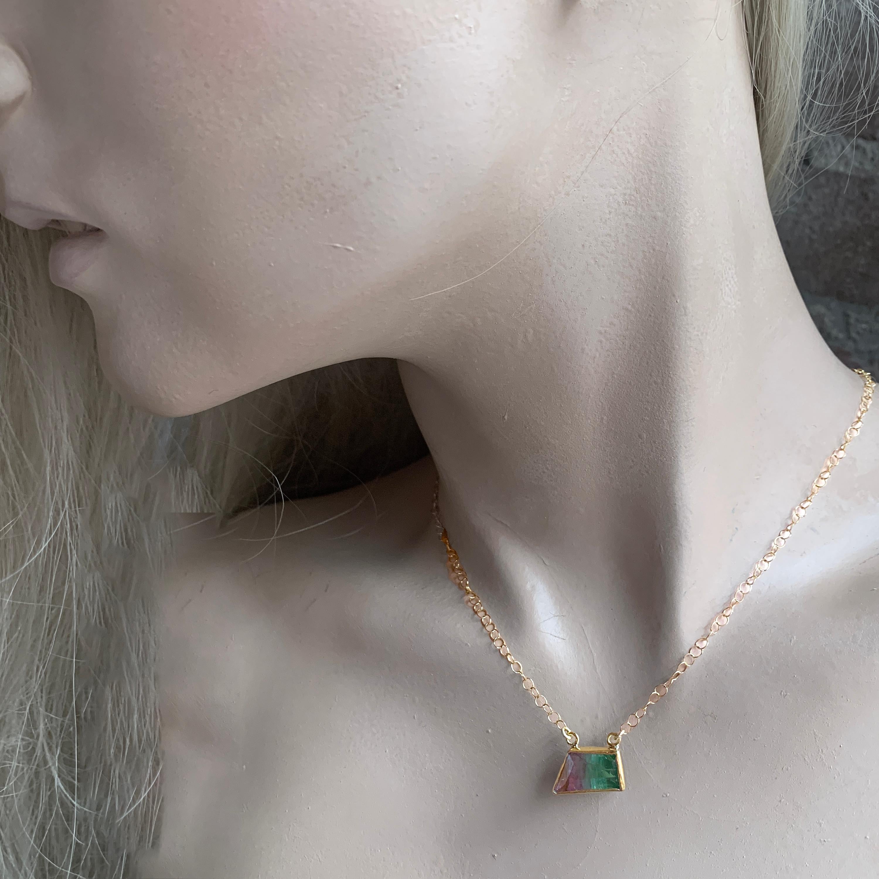 Watermelon Tourmaline Trapezoid Necklace For Sale at 1stDibs ...