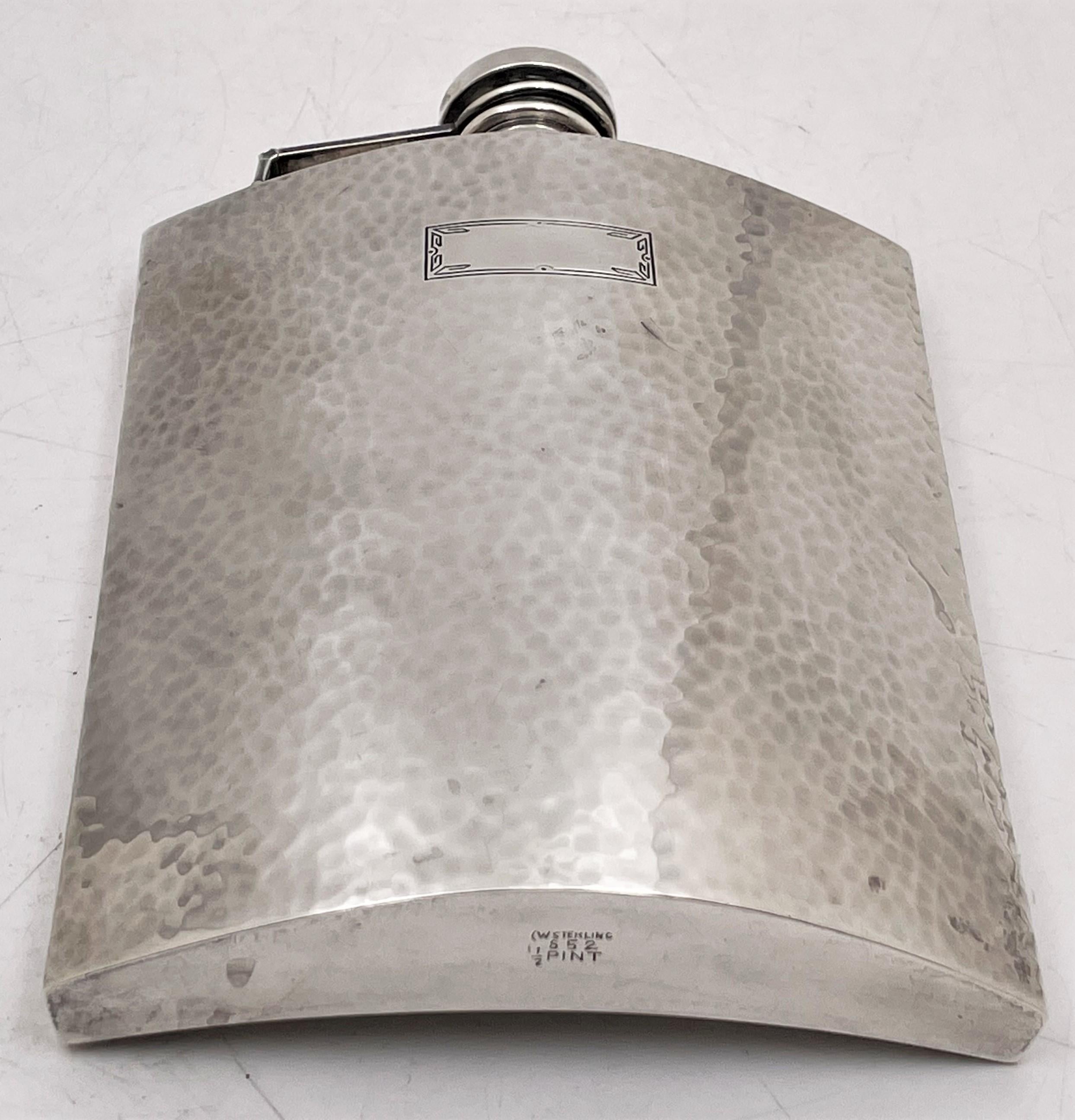 Watrous Sterling Silver Hammered Flask in Art Deco Style from Early ...