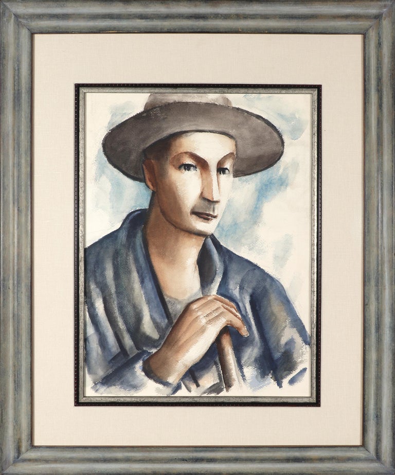 Watson Bidwell - 1940s WPA American Modernist Portrait Watercolor ...