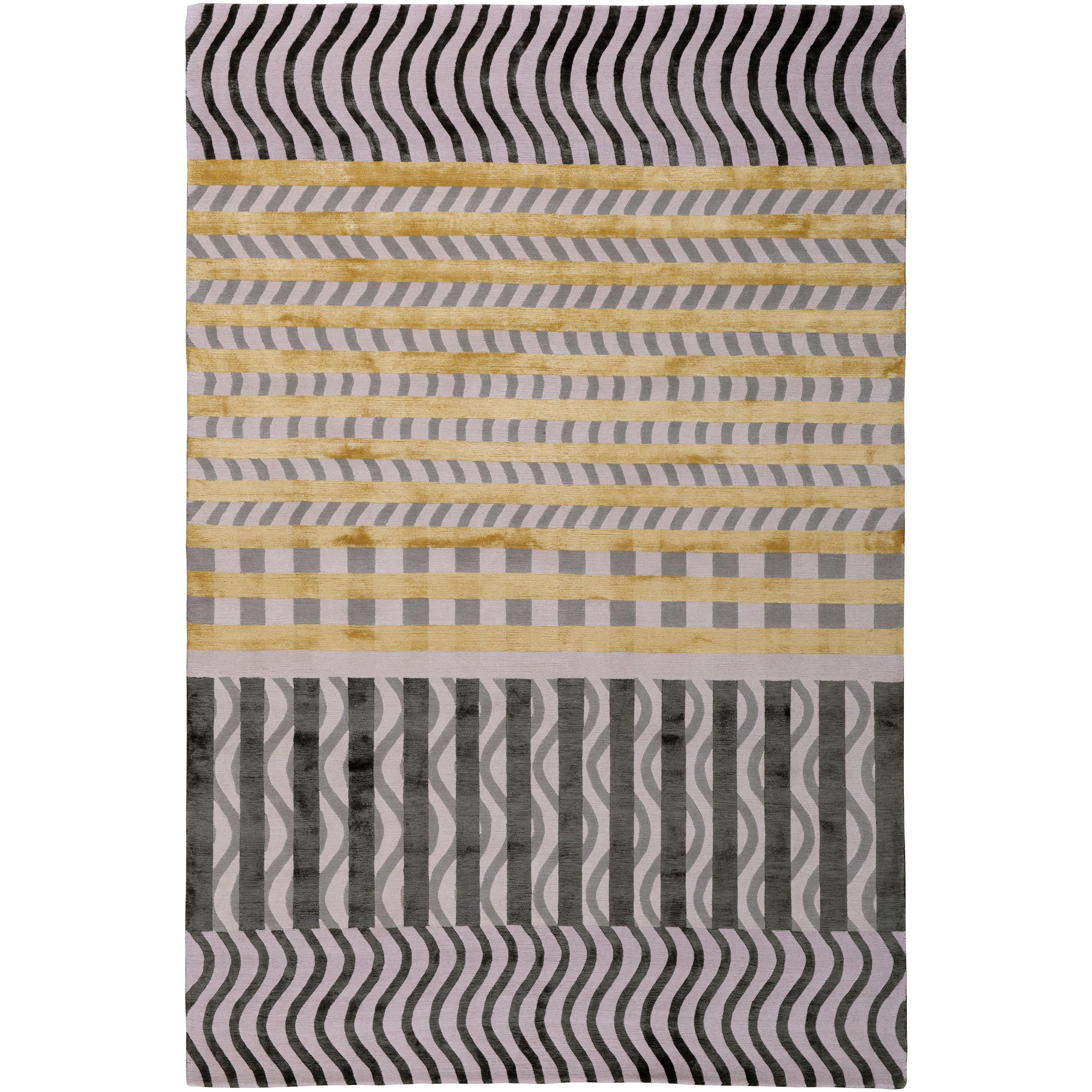 Grid Construct Hand-Knotted 10x8 Rug in Wool and Silk by Christopher ...