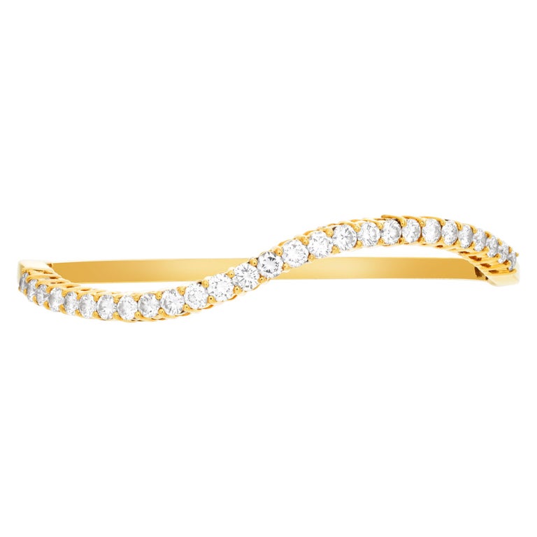 Wave Diamond Bangle in 18k Gold at 1stDibs