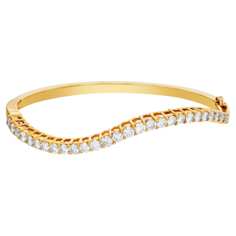 Wave Diamond Bangle in 18k Gold at 1stDibs