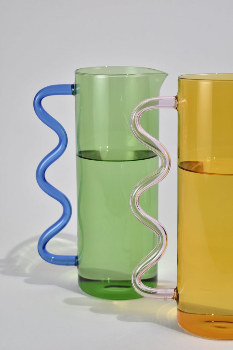 Wave Pitcher in Green/Blue For Sale at 1stDibs