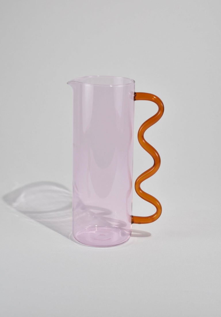 Wave Pitcher in Pink / Amber For Sale at 1stDibs