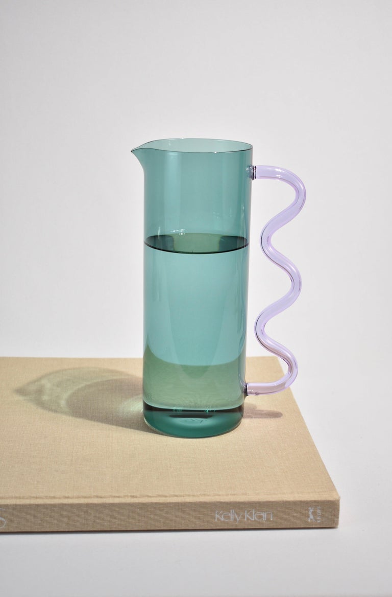 Wave Pitcher in Teal/Lilac For Sale at 1stDibs