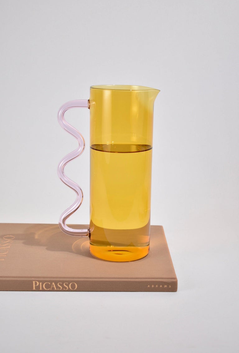 Wave Pitcher in Yellow/Pink For Sale at 1stDibs