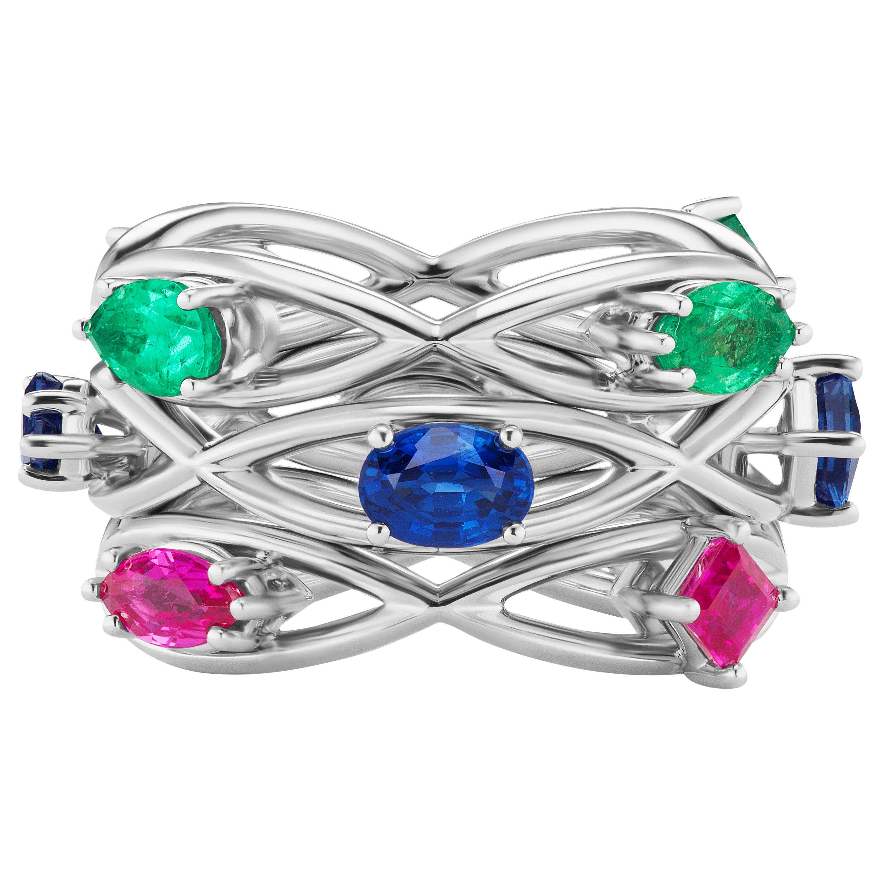 JAG New York Amethyst with Trillion Sapphires Platinum Ring For Sale at ...