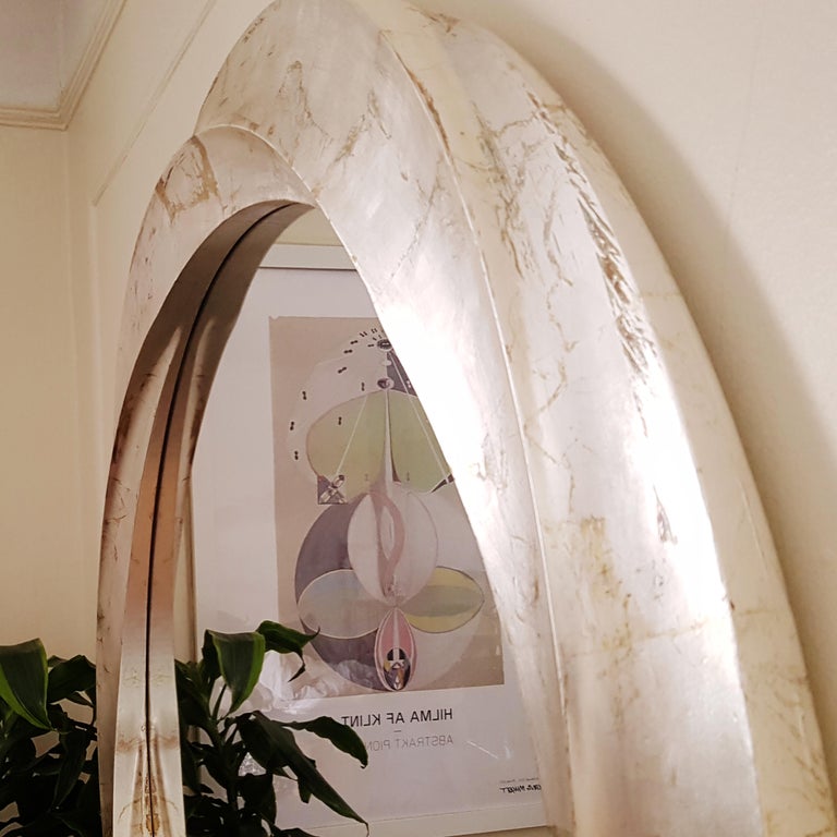 Wave series Mirror in Two-Tone Italian Silver Leaf For Sale at 1stDibs