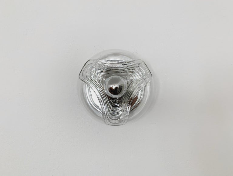 Wave Wall Lamp or Flush Light by Koch and Lowy for Peill and Putzler ...