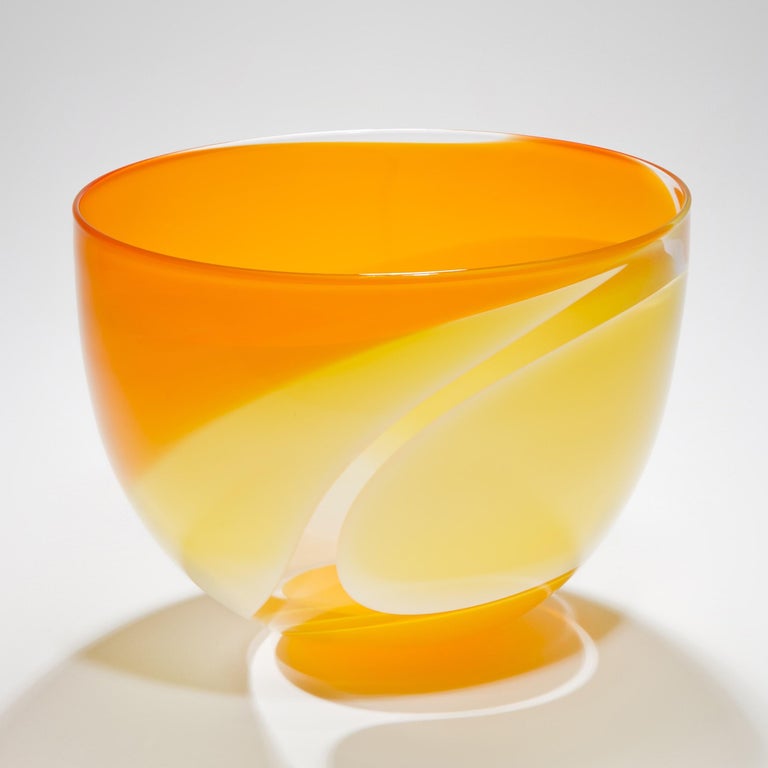 Waves in Yellow, a unique handblown glass bowl by Neil Wilkin For Sale ...
