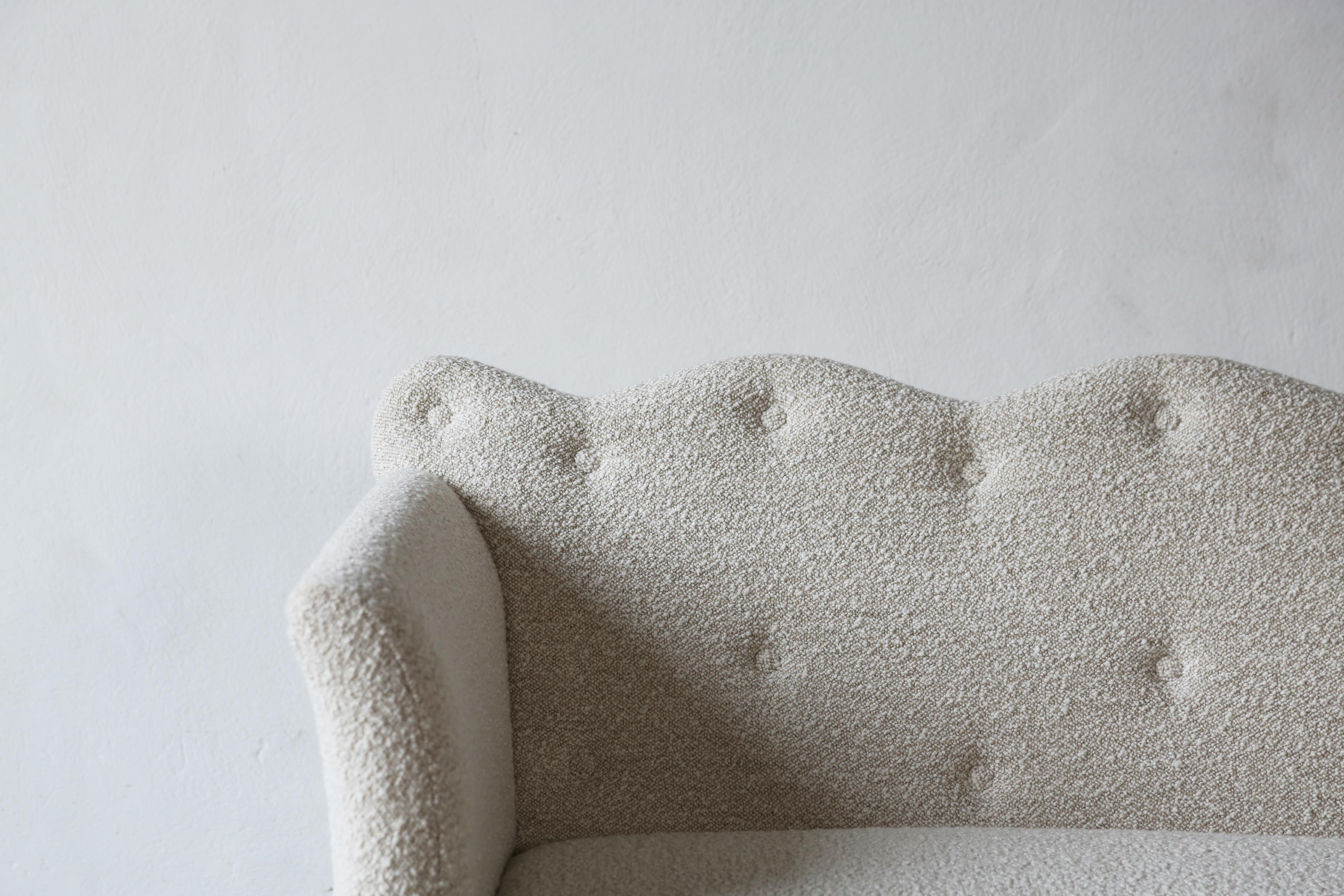 Wavy Back Sofa Upholstered in Lelievre Wool Boucle at 1stDibs