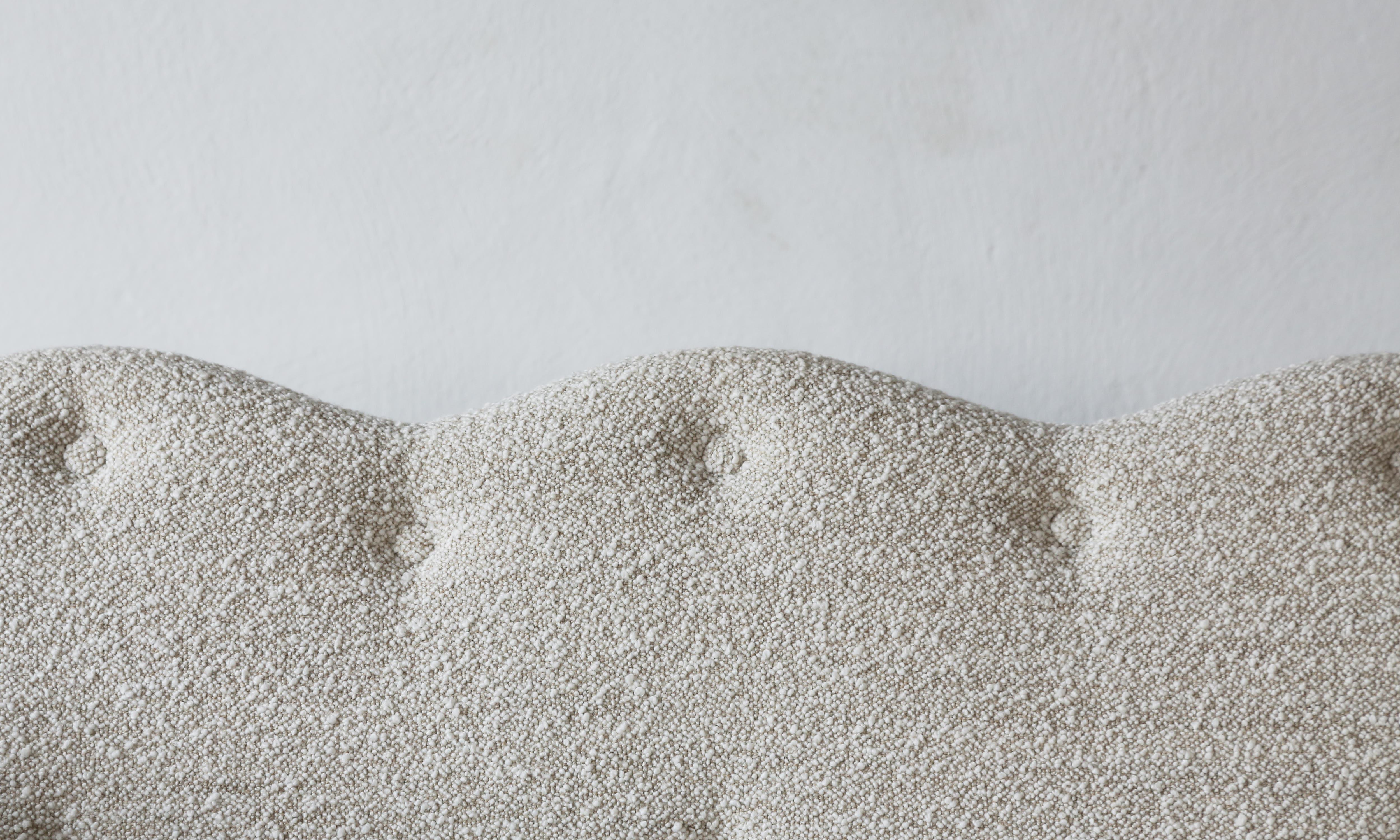 Wavy Back Sofa Upholstered in Lelievre Wool Boucle at 1stDibs