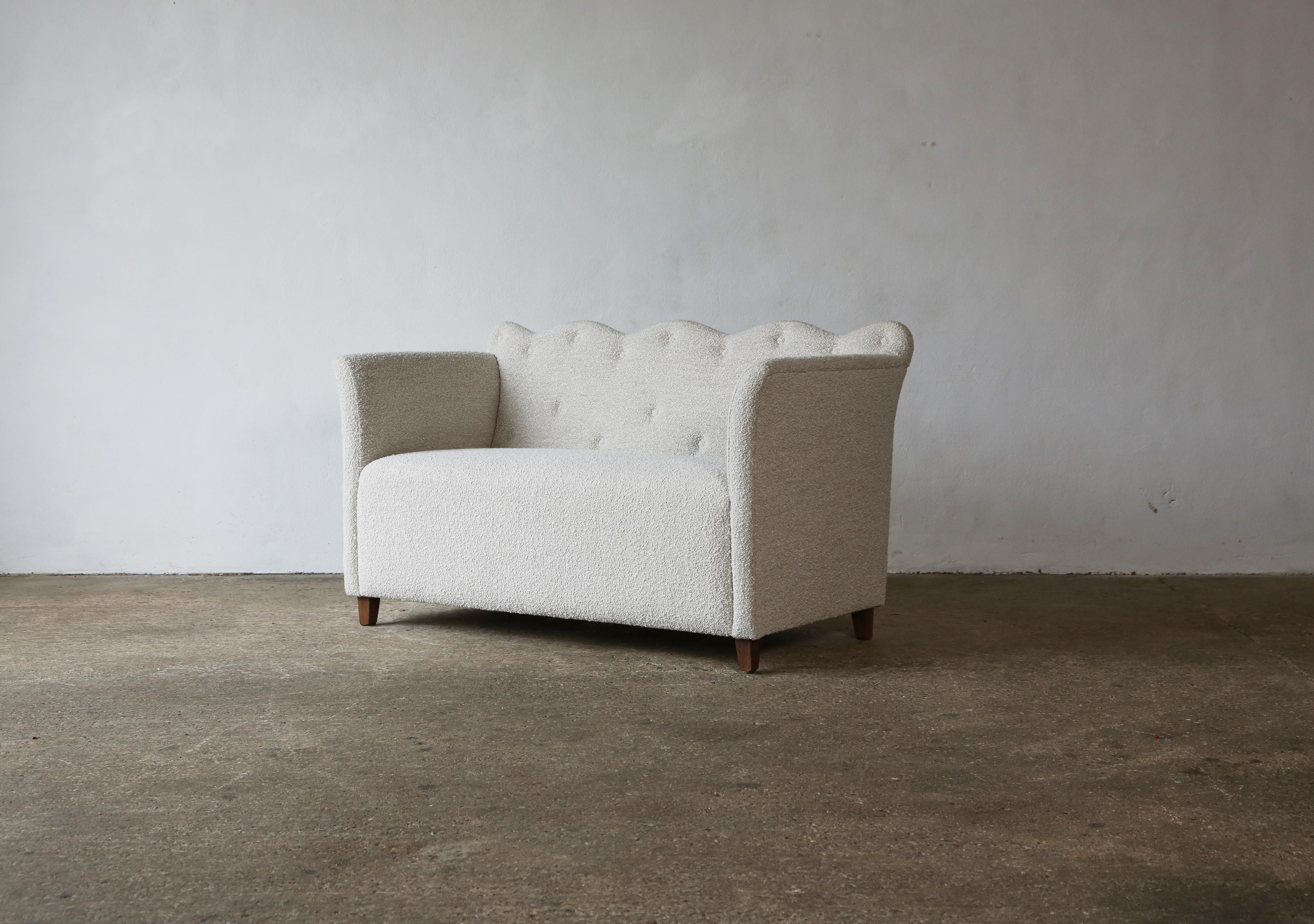 Wavy Back Sofa Upholstered in Lelievre Wool Boucle at 1stDibs