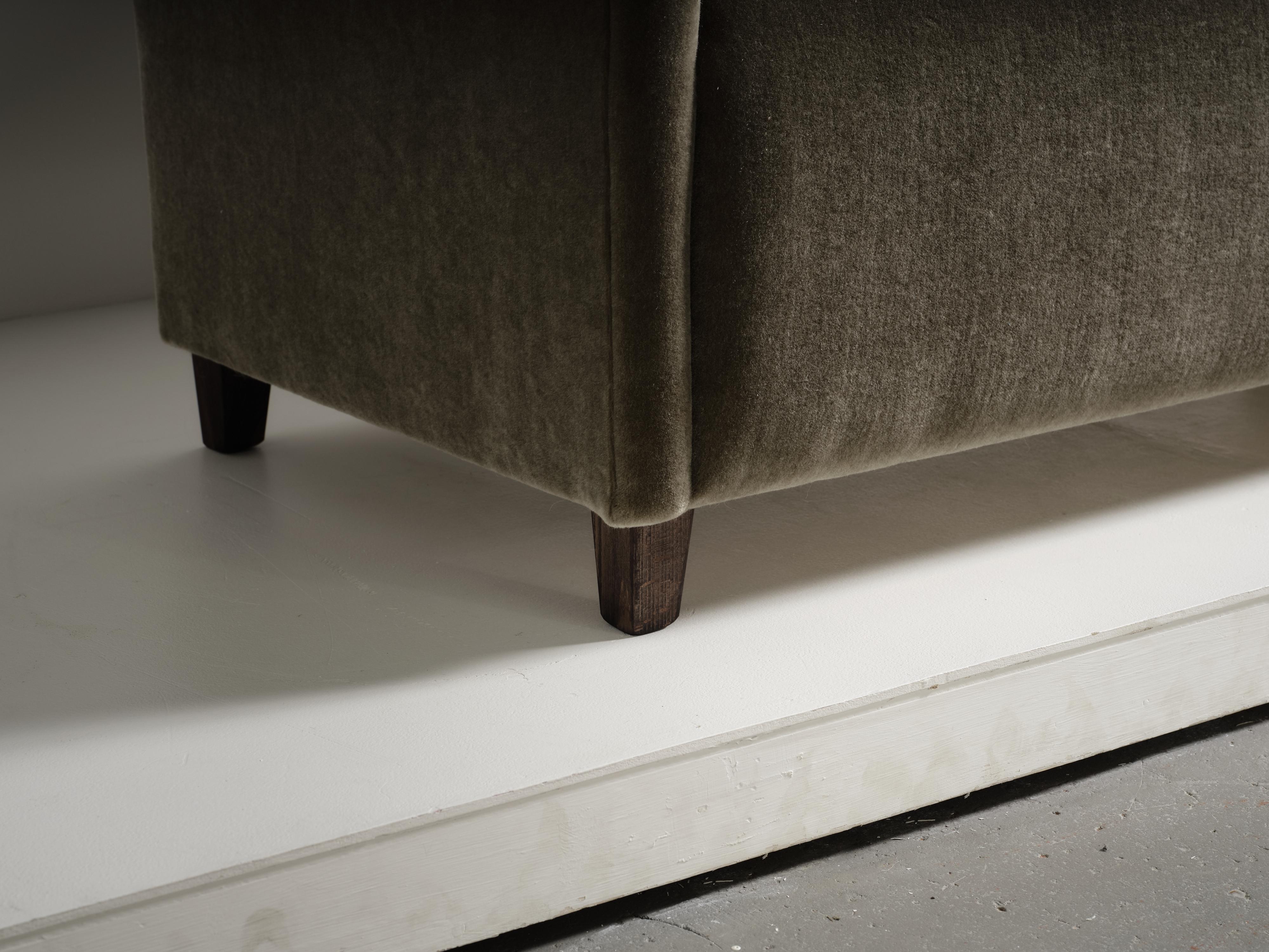 Wavy Back Sofa Upholstered in Pure Mohair For Sale at 1stDibs