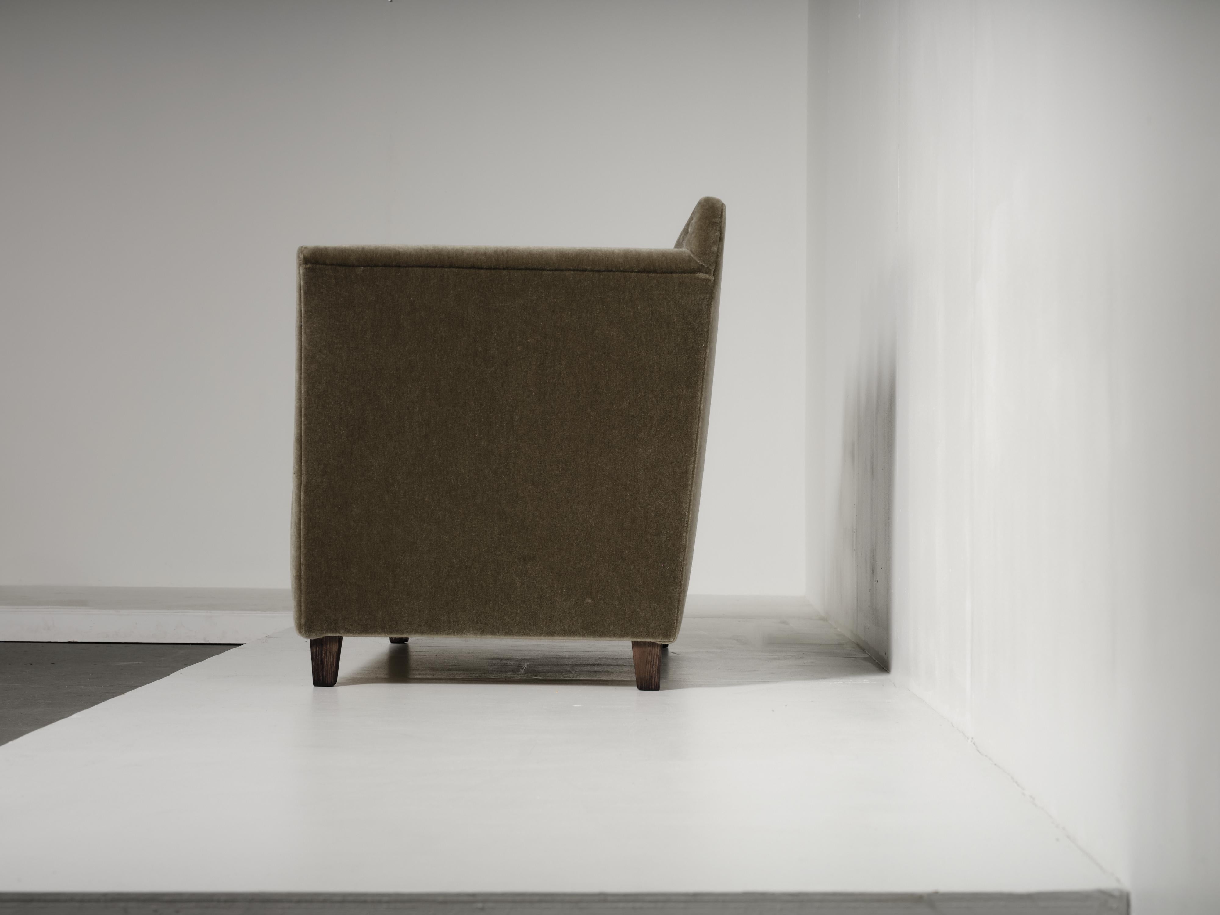 Wavy Back Sofa Upholstered in Pure Mohair For Sale at 1stDibs