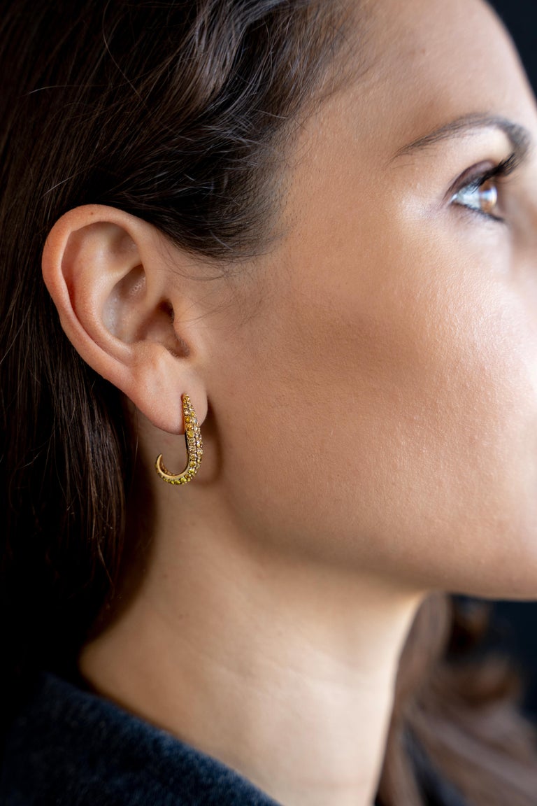 Wavy Earrings Paved with Yellow Diamonds in 18 Karat Gold by Marion ...