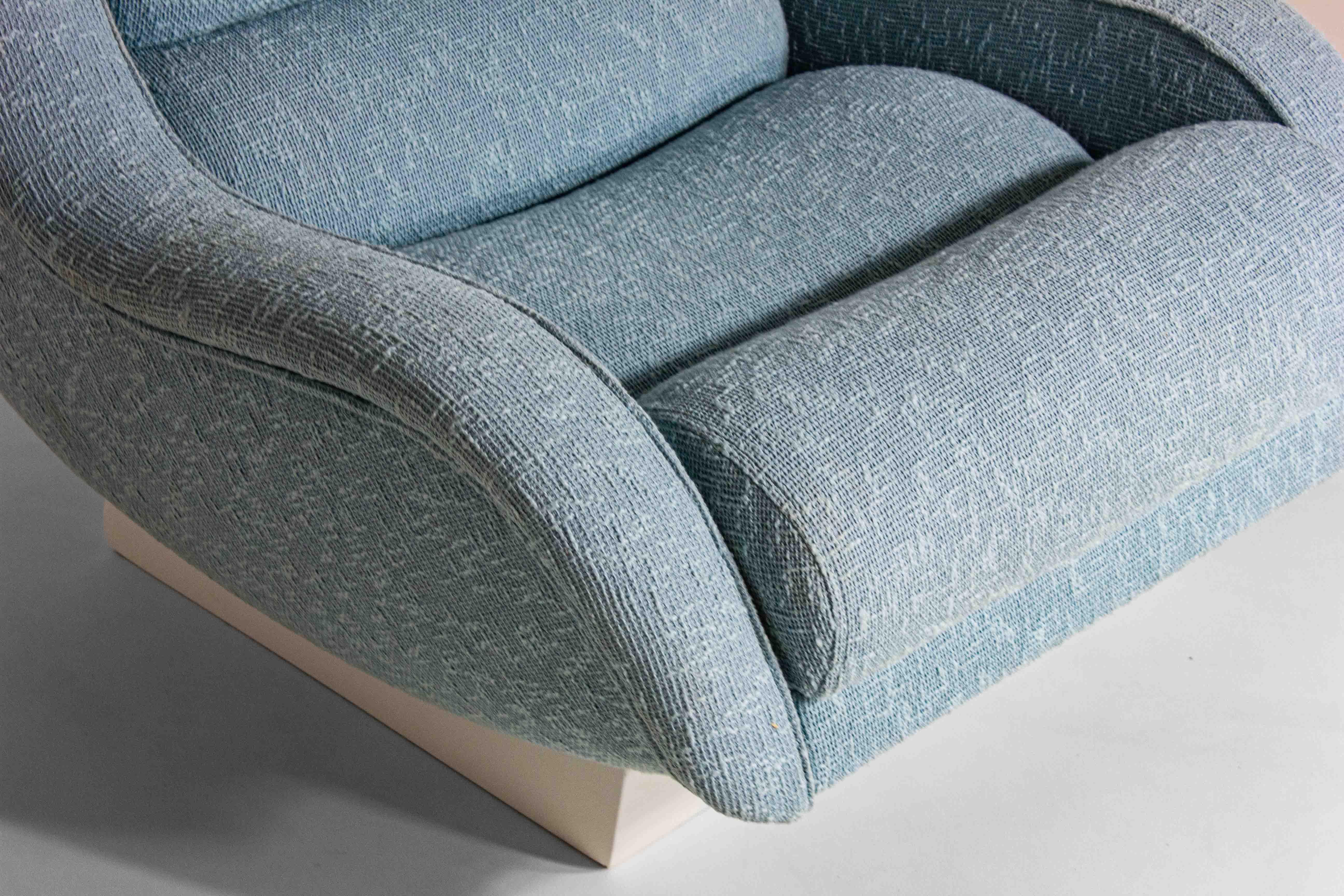 Wavy lounge chairs in dreamy blue upholstery, Italy 1970s For Sale at ...